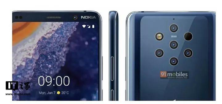 诺基亚9 PureView手机新渲染图流出：后置五摄“星罗棋布”-识物